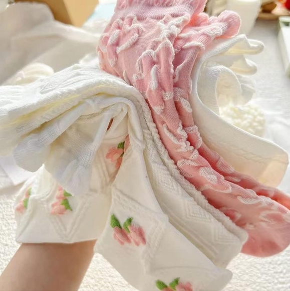 Accessories | 5 Beautiful Socks Set Women Sz 59 Floral Cottagecore 3d ...